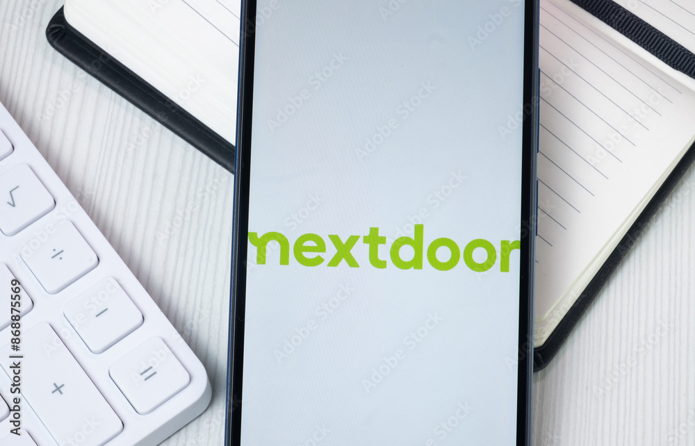 New York, USA - 30 June 2024: Nextdoor Logo on Phone Screen, Company ...
