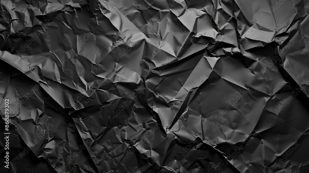 Black crumpled paper background texture pattern overlay. crinkled ...