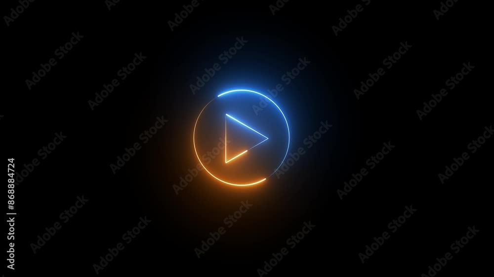 Neon line pause button. abstract neon glowing Play button animation on ... Neon line pause button. abstract neon glowing Play button animation on ...