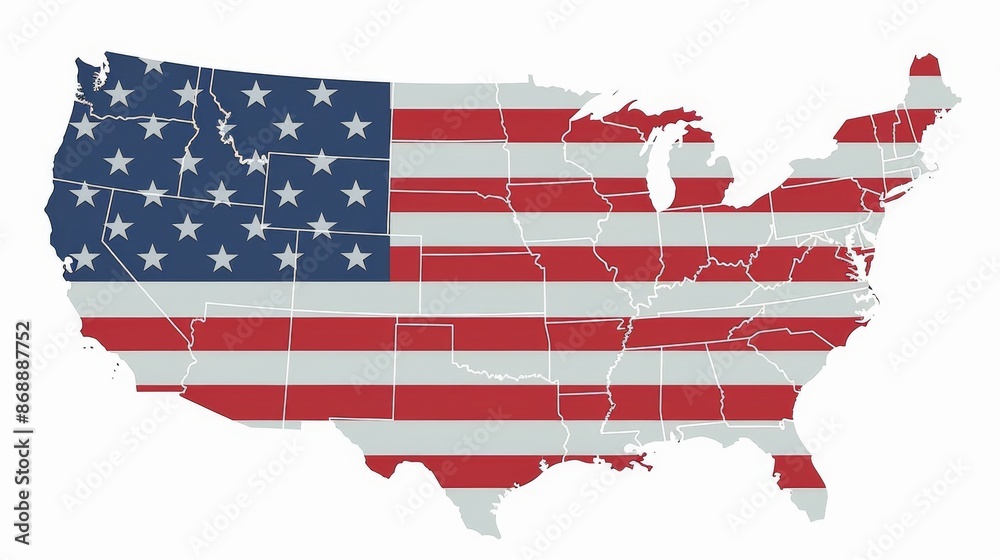 This detailed map of the United States is integrated with the American ...