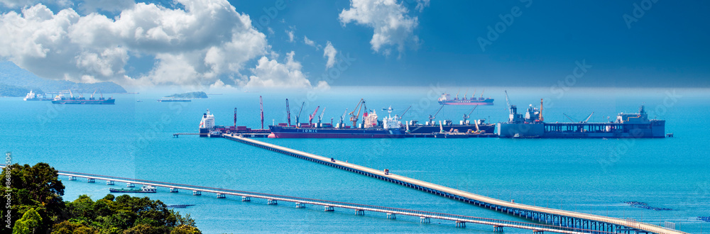 Banner Logistic shipping quay boat Engineering crane depot at logistic ...