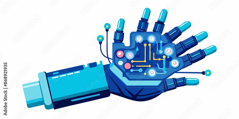 vintage-style robotic hand holds small, intricately designed device ...