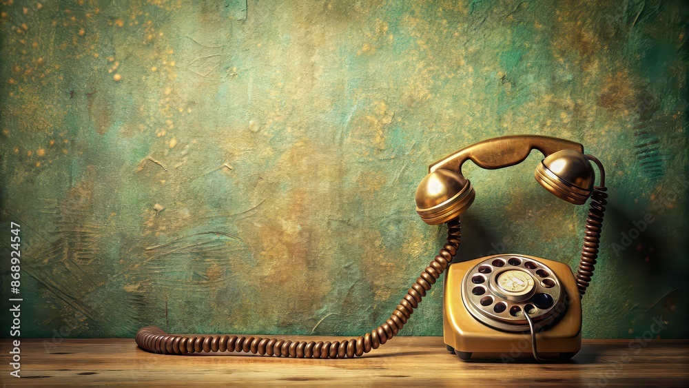 Vintage telephone receiver with cord on nostalgic background, retro ...