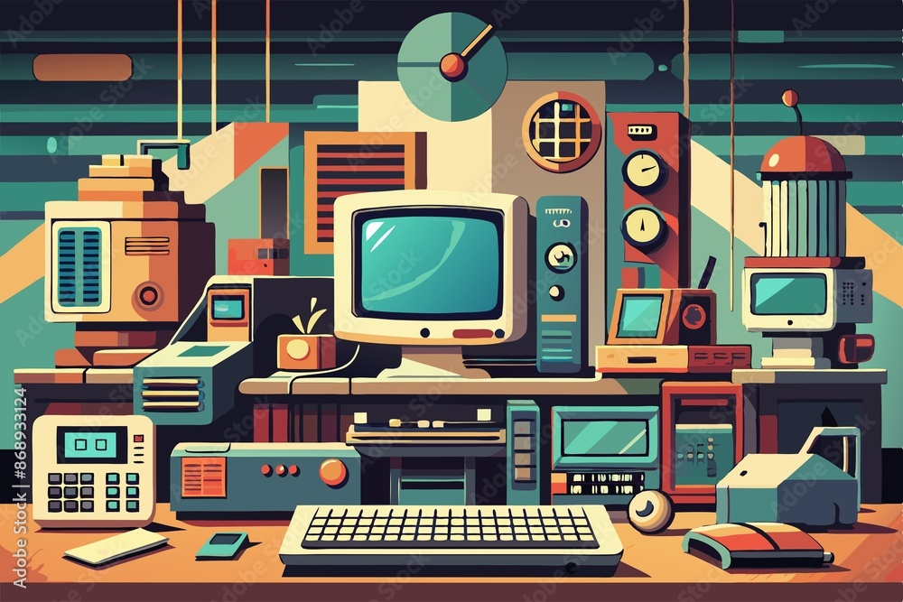 vintage-style research facility is filled with vintage computers ...