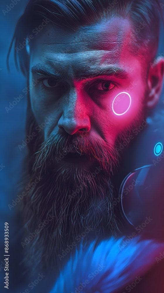 warrior, man, future warrior, close up, face close up, future ...