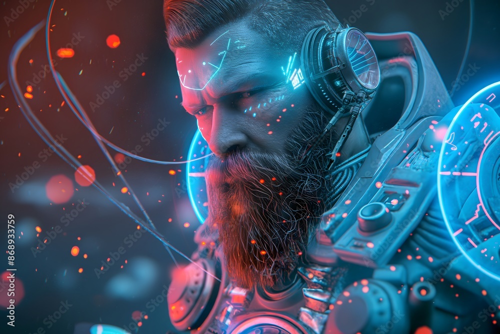 warrior, man, future warrior, close up, face close up, future ...