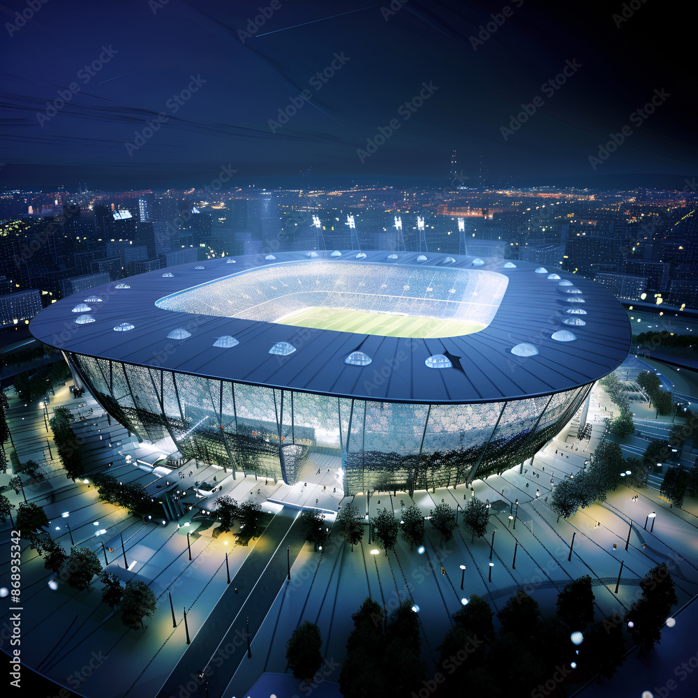 Beautiful aerial view of stadium background, Stadium field city ...