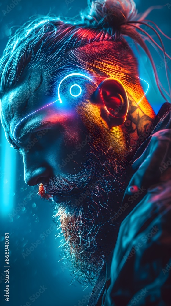 warrior, man, future warrior, close up, face close up, future ...