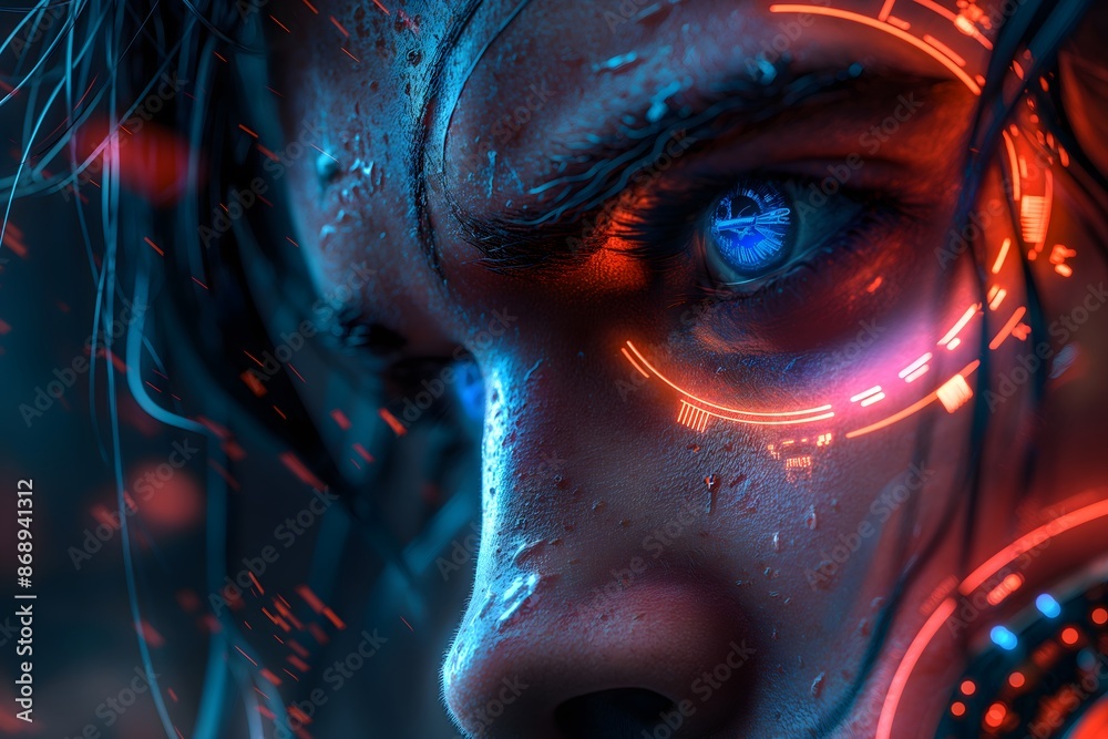 warrior, man, future warrior, close up, face close up, future ...