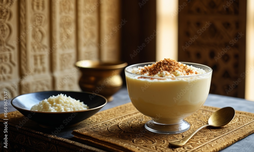 East desserts, porridge, rice, apricots, dried fruits. Umm Ali. Arabic ...