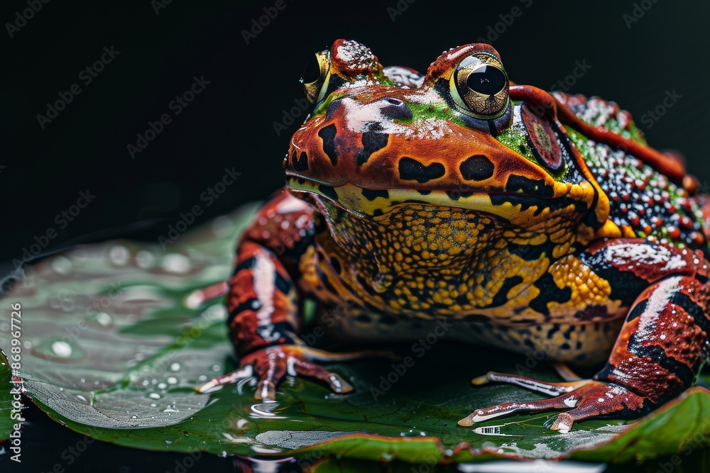 Mystic portrait of Goliath Frog on leave, full body view, full body ...