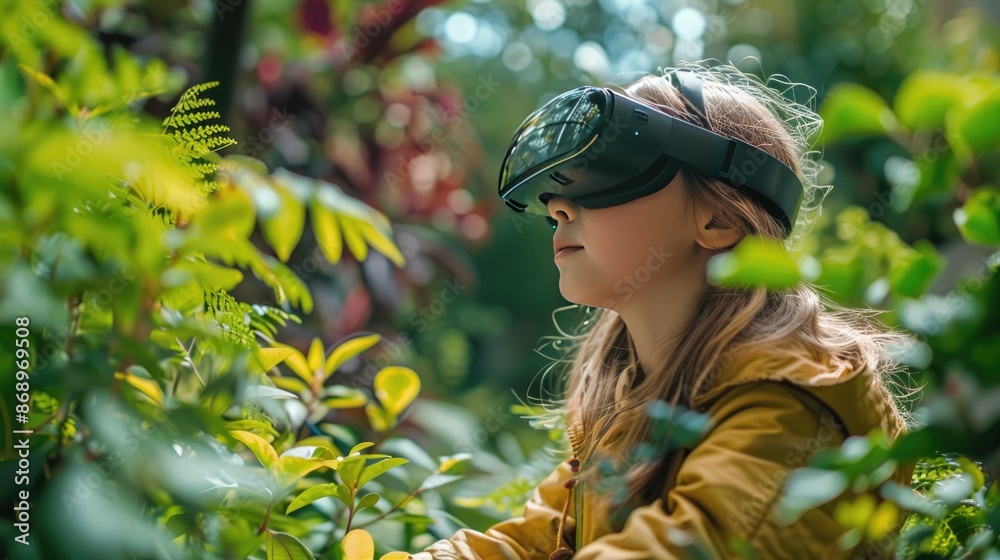 Children playing an augmented reality game in a park, discovering ...