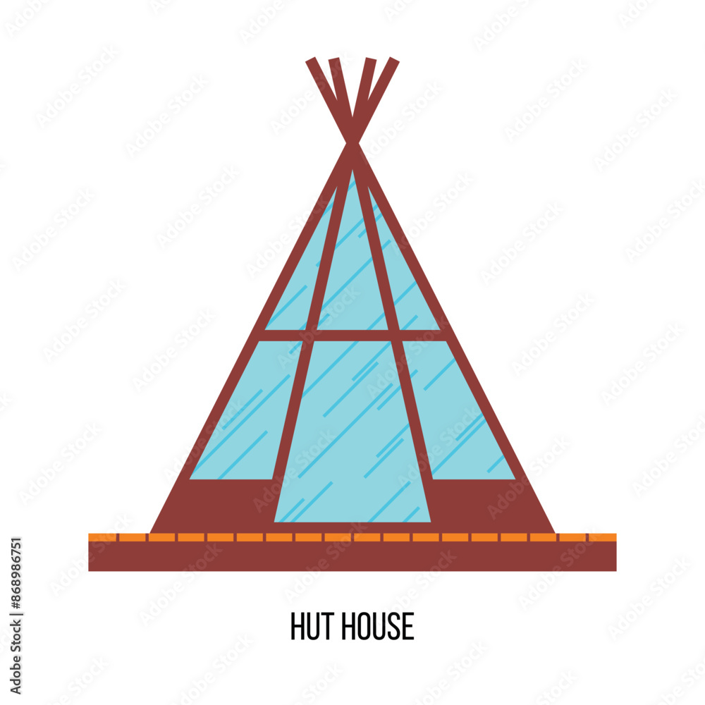 Vetor de Open glass hut house in the shape of a hexagonal pyramid ...