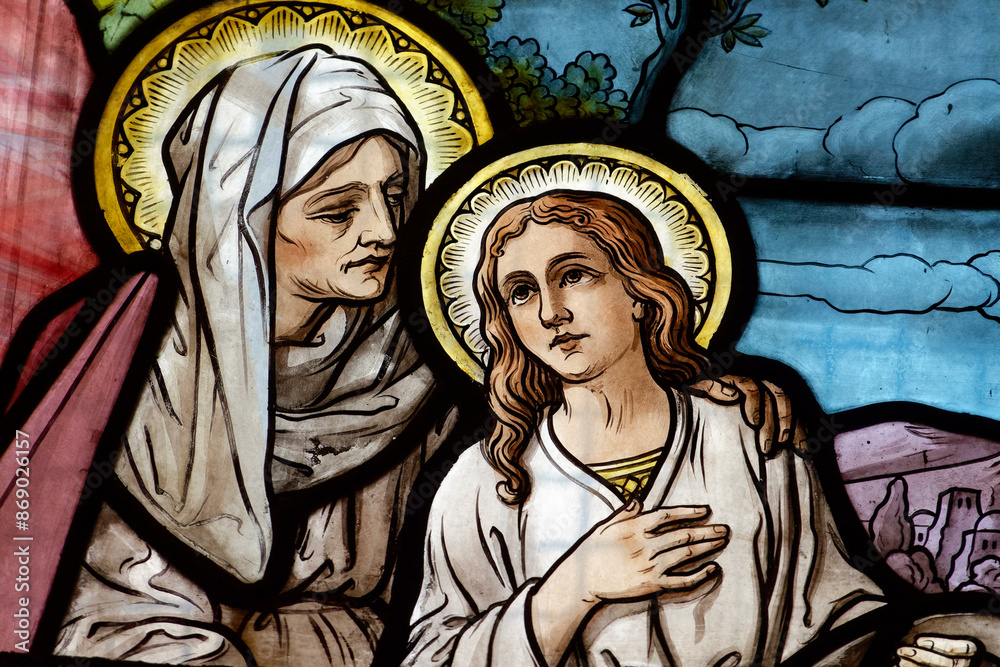 Virgin Mary with her mother St. Anne. Vierge Marie et sa mère Sainte ...
