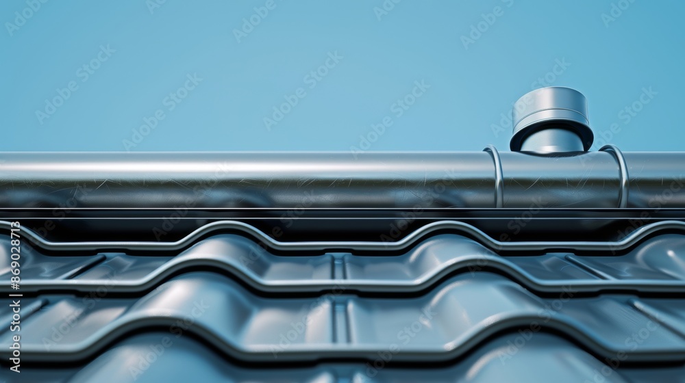 Roof texture with water drainage pipe, pipe affixed to a house ...