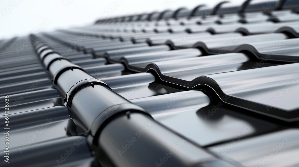 Roof texture with water drainage pipe, pipe affixed to a house ...