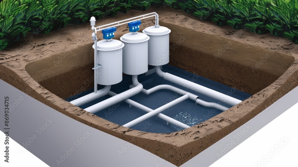 Home water harvesting system with underground storage tanks, plastic ...