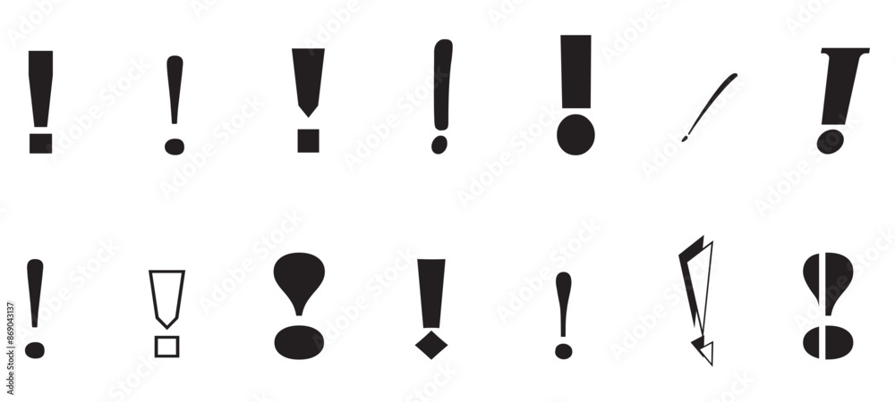 Exclamation mark set. Scribble chalkboard doodle exclamation point sign ...