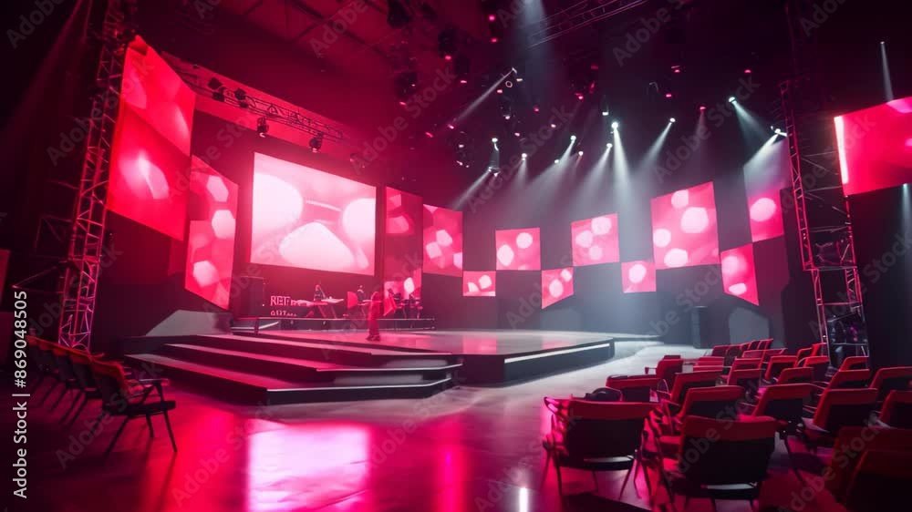 Stage Spotlight with Red Chairs, Stage Spotlight on Stage, Stage ...