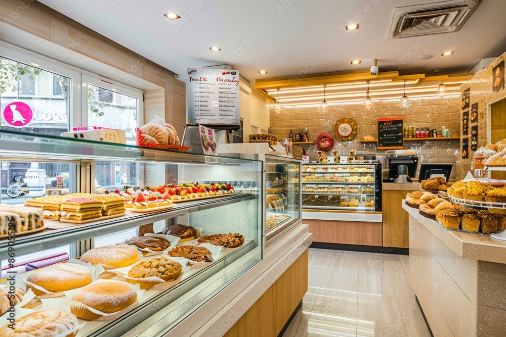 Professional Photography of a pastry shop interior. Creating a cozy ...