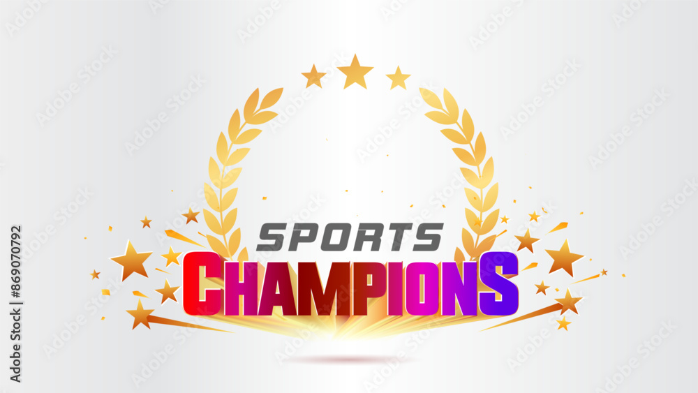 Awards winner Sports champions achievers logo 3d text and golden ...