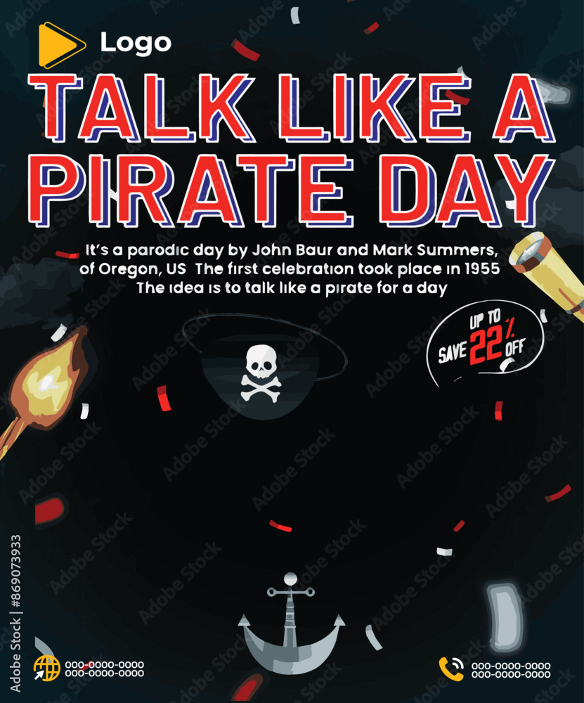 Talk like a pirate for a day social media banner or instagram post ...