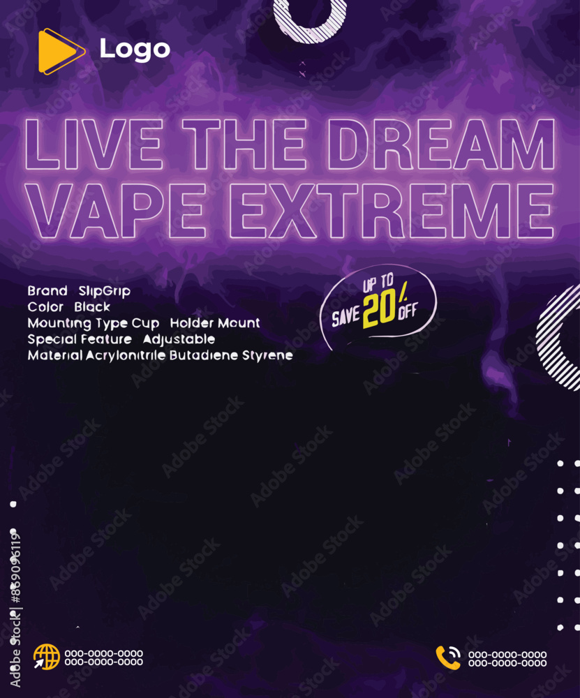 Realistic electronic vape poster electronic vape with social media post ...