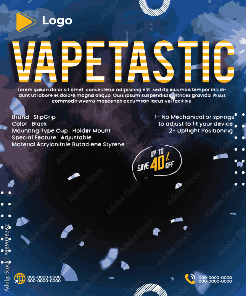 Realistic electronic vape poster electronic vape with social media post ...