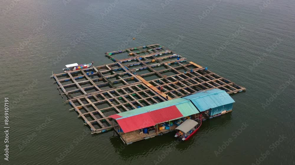 Aquaculture floating fish farms, breeding, rearing, and harvesting of ...