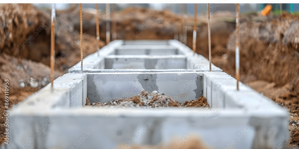 White markings indicate foundation layout for isolated footings at ...