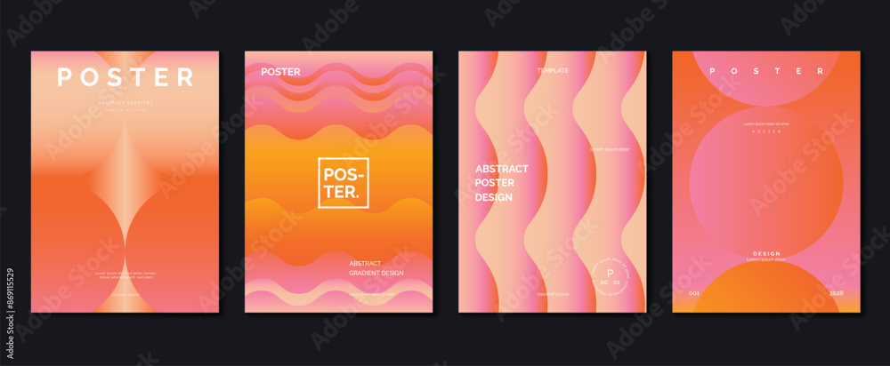 Modern gradient poster background vector set. Minimalist style cover ...