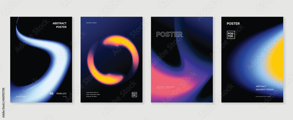 Modern gradient poster background vector set. Minimalist style cover ...