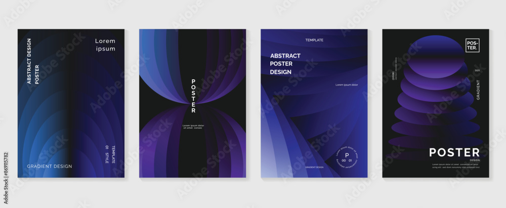 Modern gradient poster background vector set. Minimalist style cover ...