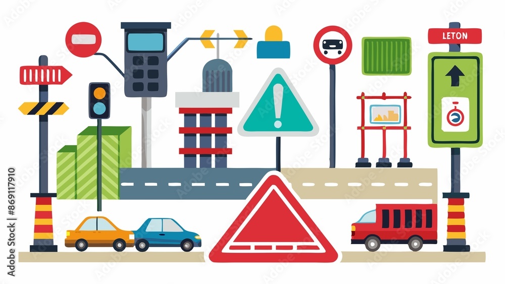 symbolic representation of traffic infrastructure elements, including ...