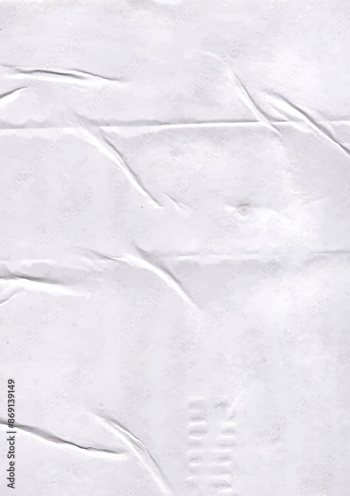 Glued paper. Wrinkled overlay poster template set. Vector Realistic wet wrinkled posters mockup ...