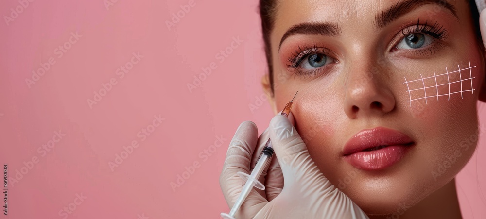 Beautiful woman getting fillers in her face for aesthetic purposes on a ...