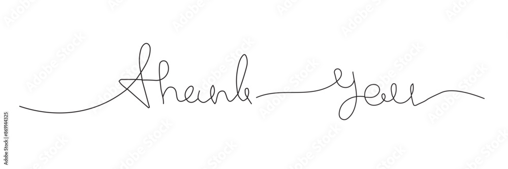 hand drawn Thank you. one line lettering isolated on white background ...