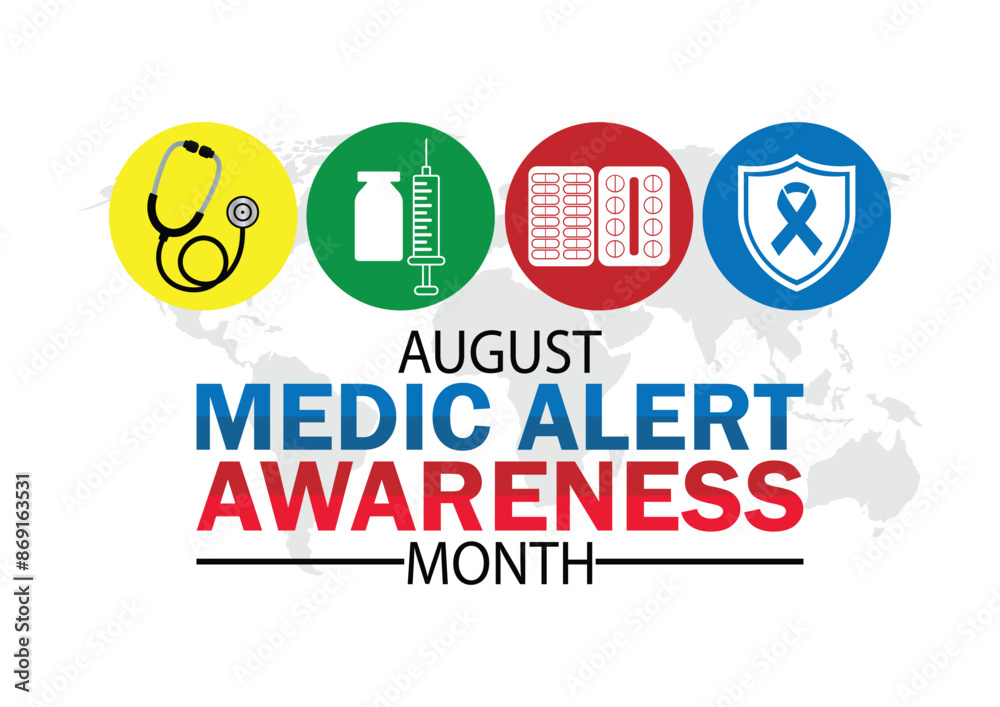 August Medic Alert Awareness Month wallpaper with shapes and typography ...