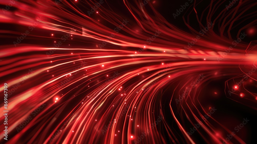 Abstract red technology background with glowing lines, Futuristic ...