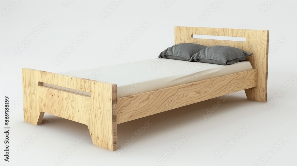 Standard Single Bed isolate on white background: Simple design ...