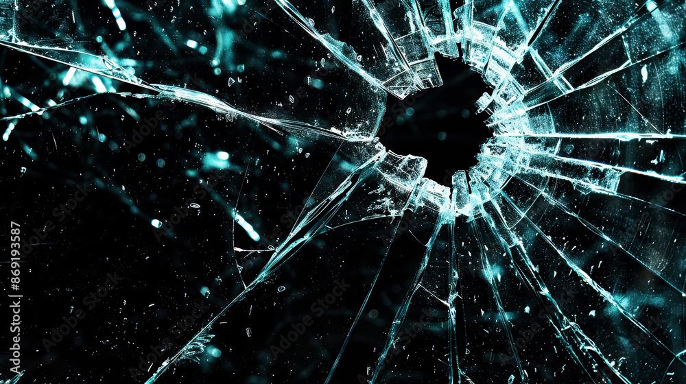 shattered glass texture, broken glass window with cracks isolated on ...