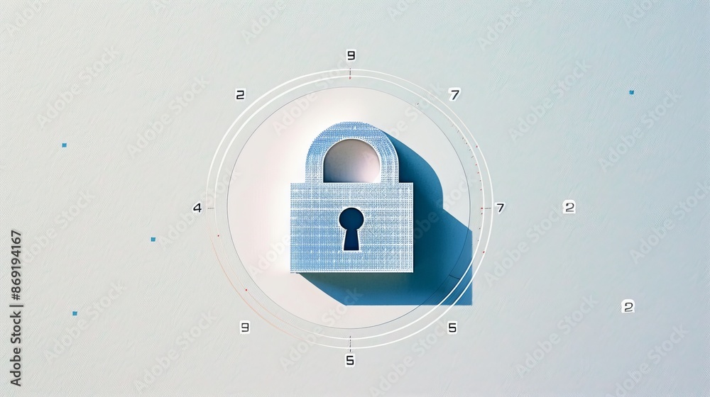Simple padlock icon on pale blue background with subtle texture. Clean ...