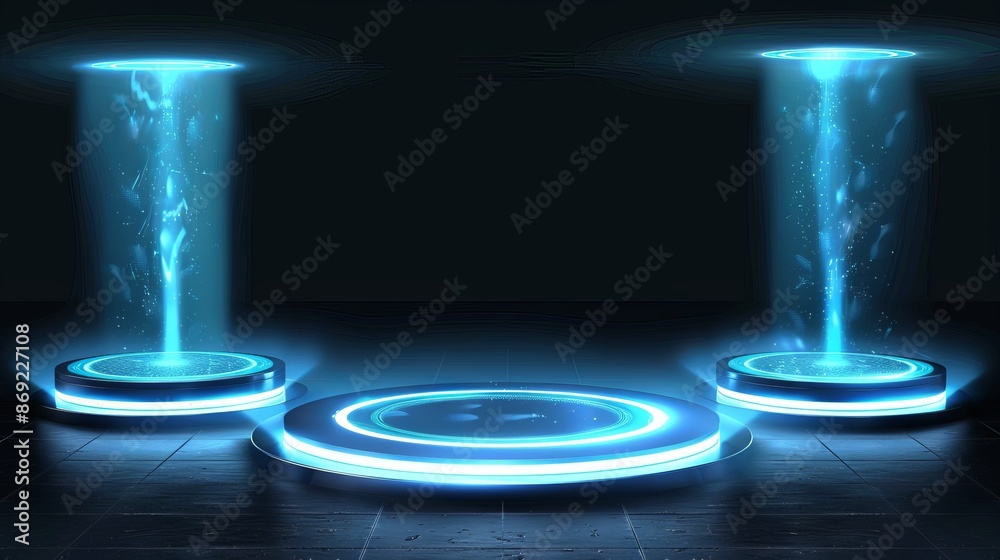 Modern realistic 3D digital portals isolated on transparent background ...