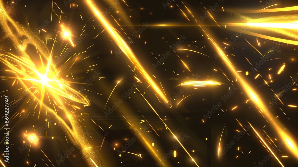 Modern realistic illustration of bright yellow explosion with sparkling ...