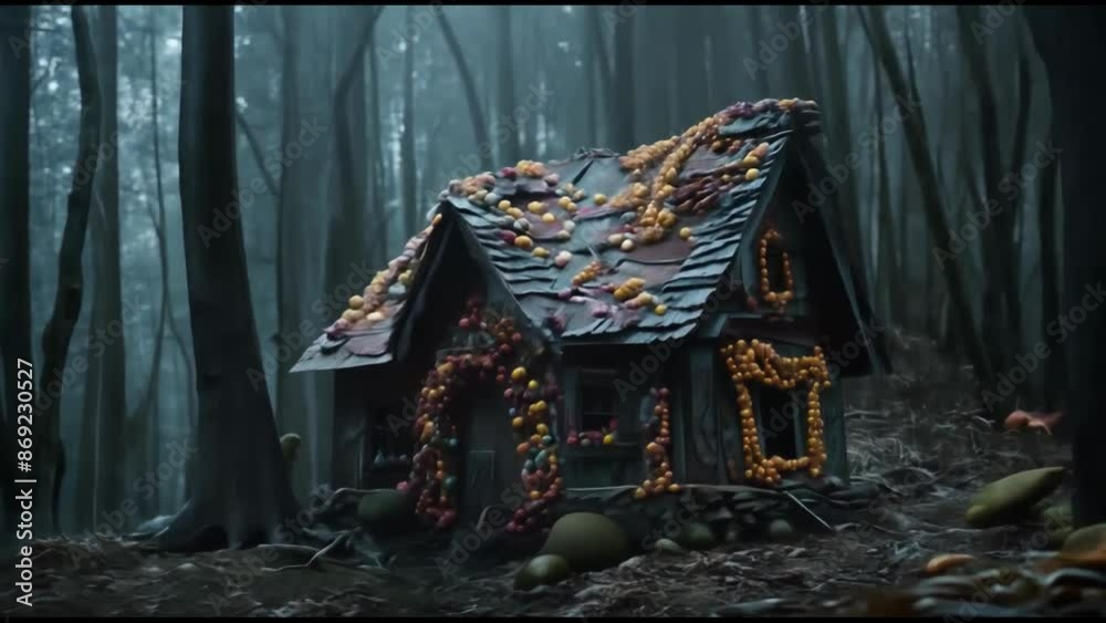 Eerie Candy House Animation in 4K, Creepy Witch Hut Made of Sweets in ...