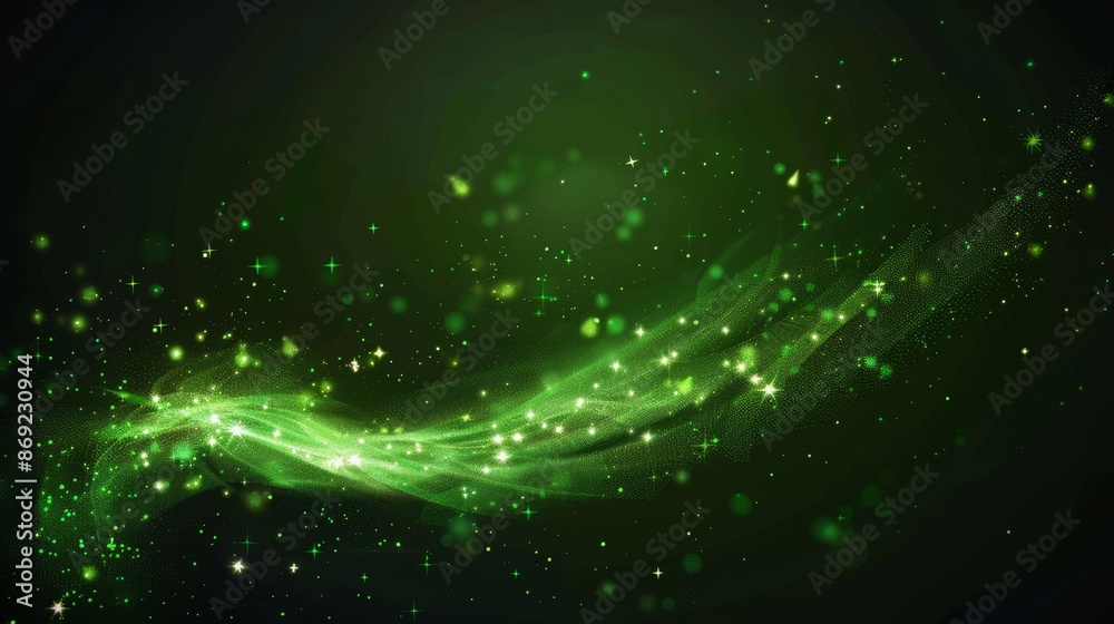 Decorative green firefly bug light glow modern effect. Glowworm dust ...