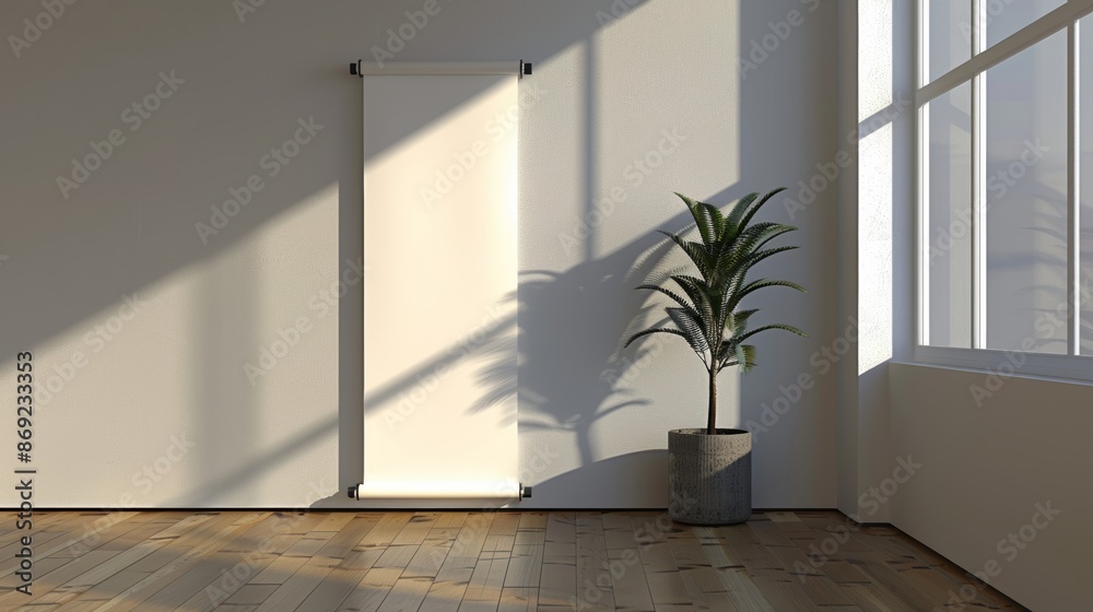 Roll-up banner mockup in a professional studio setting, blank, roll-up ...