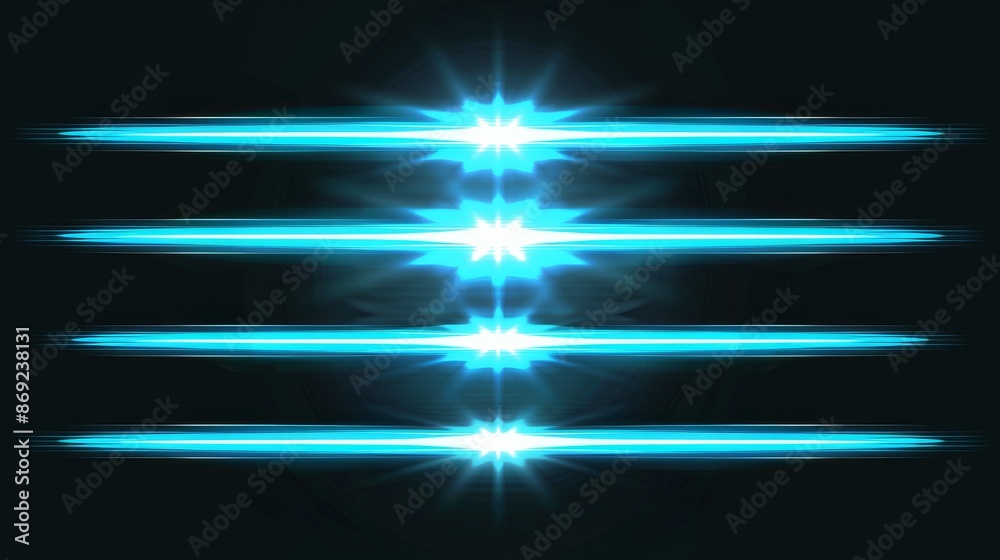The blue line light glows with sparkles and flares against a ...