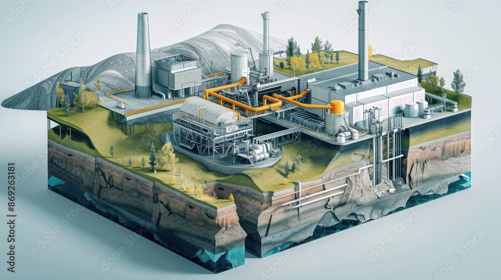 Diagram illustrating the process of carbon capture and storage, from ...