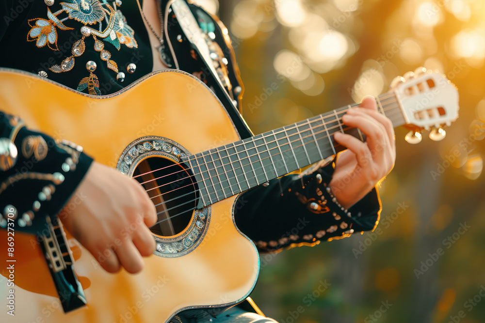Man Wearing a Charro Suit Playing the Guitar Cinco De Mayo Musical ...